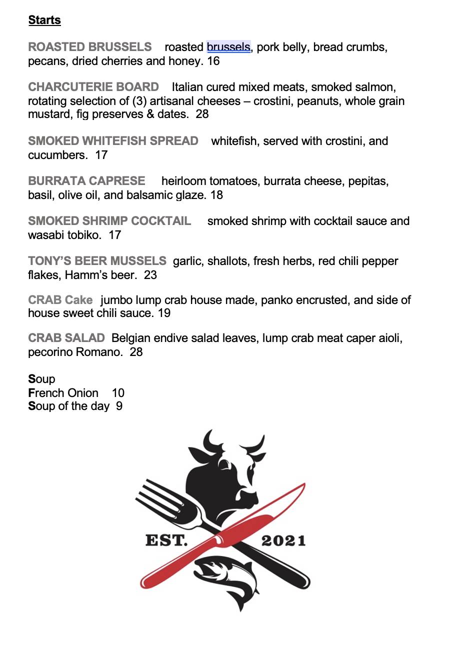 Menu at The Beacon Bistro restaurant, Petoskey