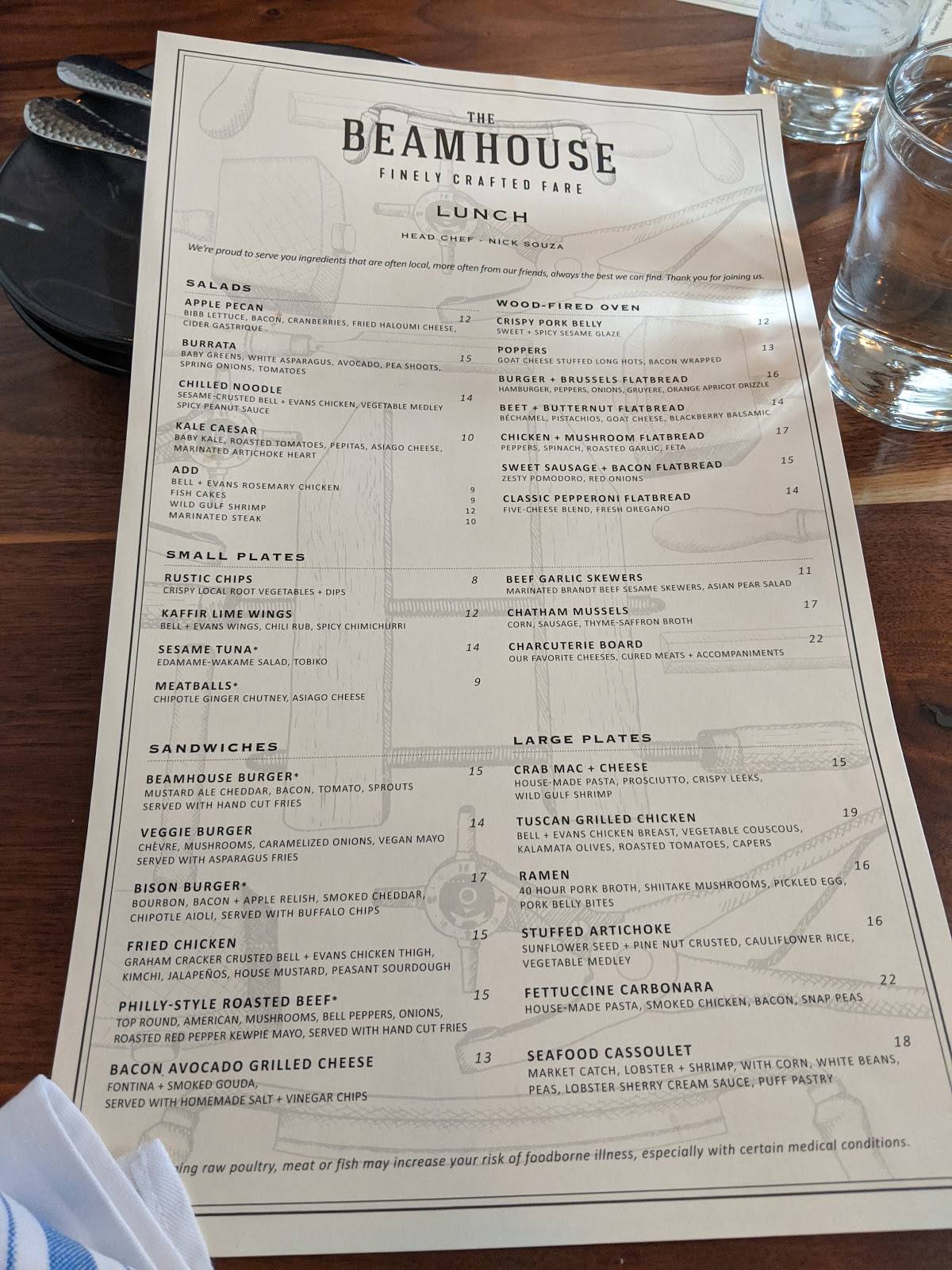 Menu at The Beamhouse pub & bar, Glastonbury
