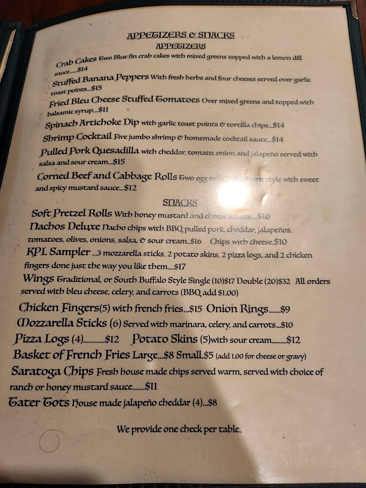 Menu at The Blackthorn Restaurant & Pub, Buffalo