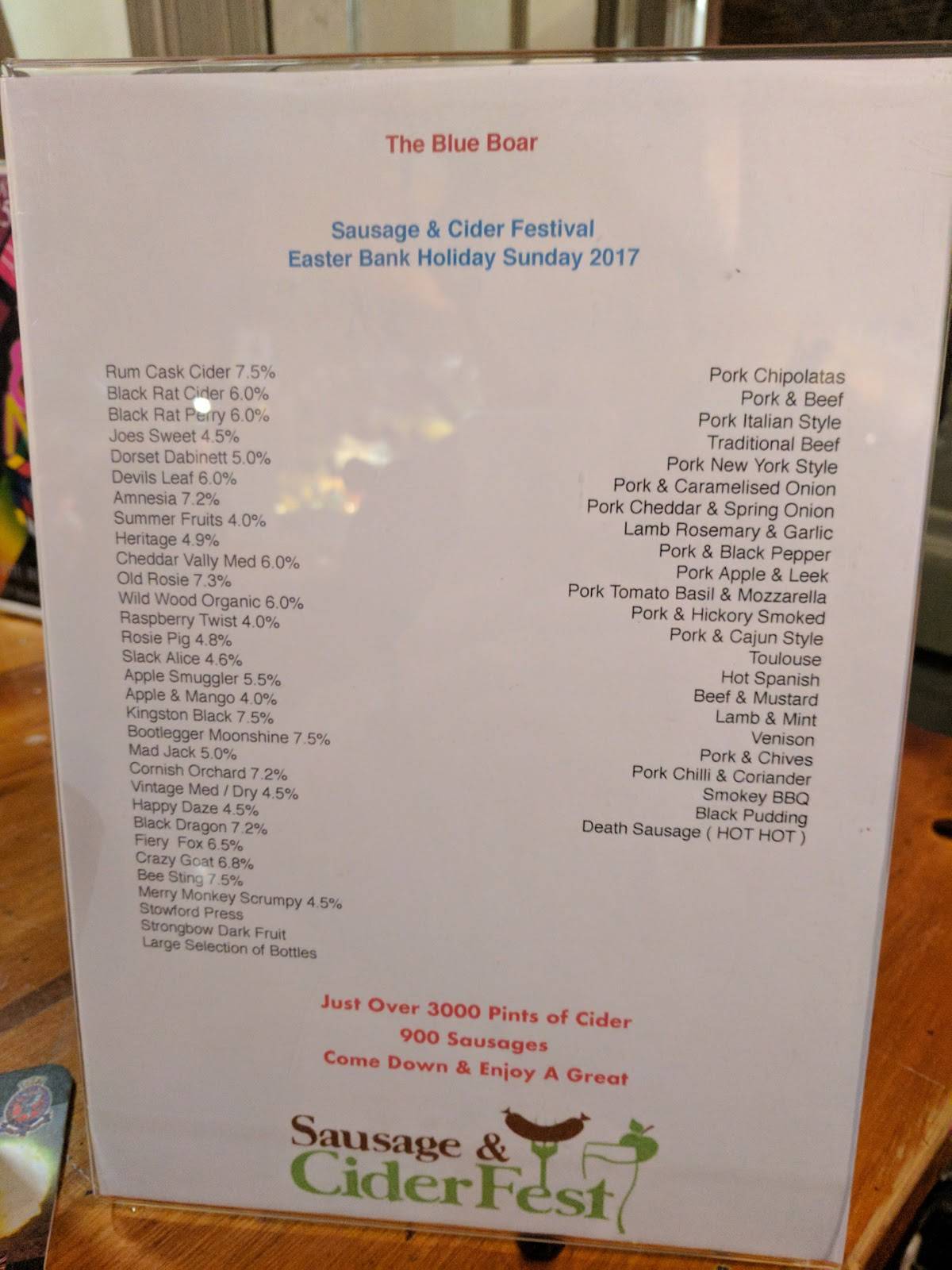 Menu at The Blue Boar Poole pub & bar, Poole