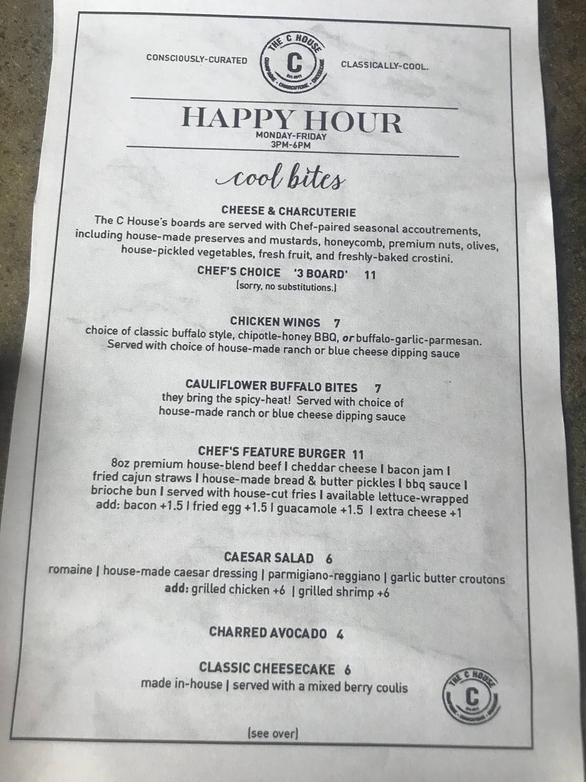 Menu at The C House pub & bar, Tampa