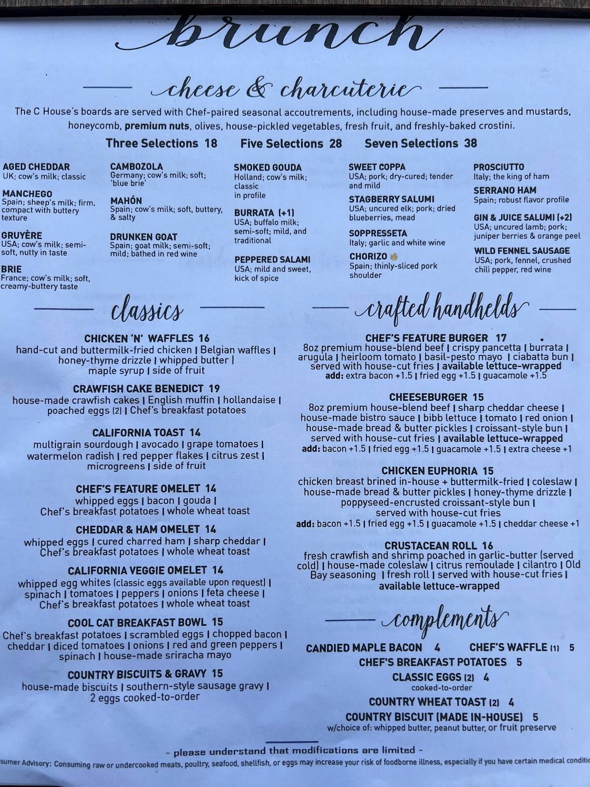 Menu at The C House pub & bar, Tampa