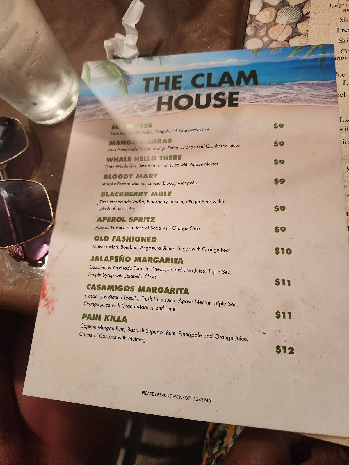 Menu at The Clam House Bar & Grill, Palmetto