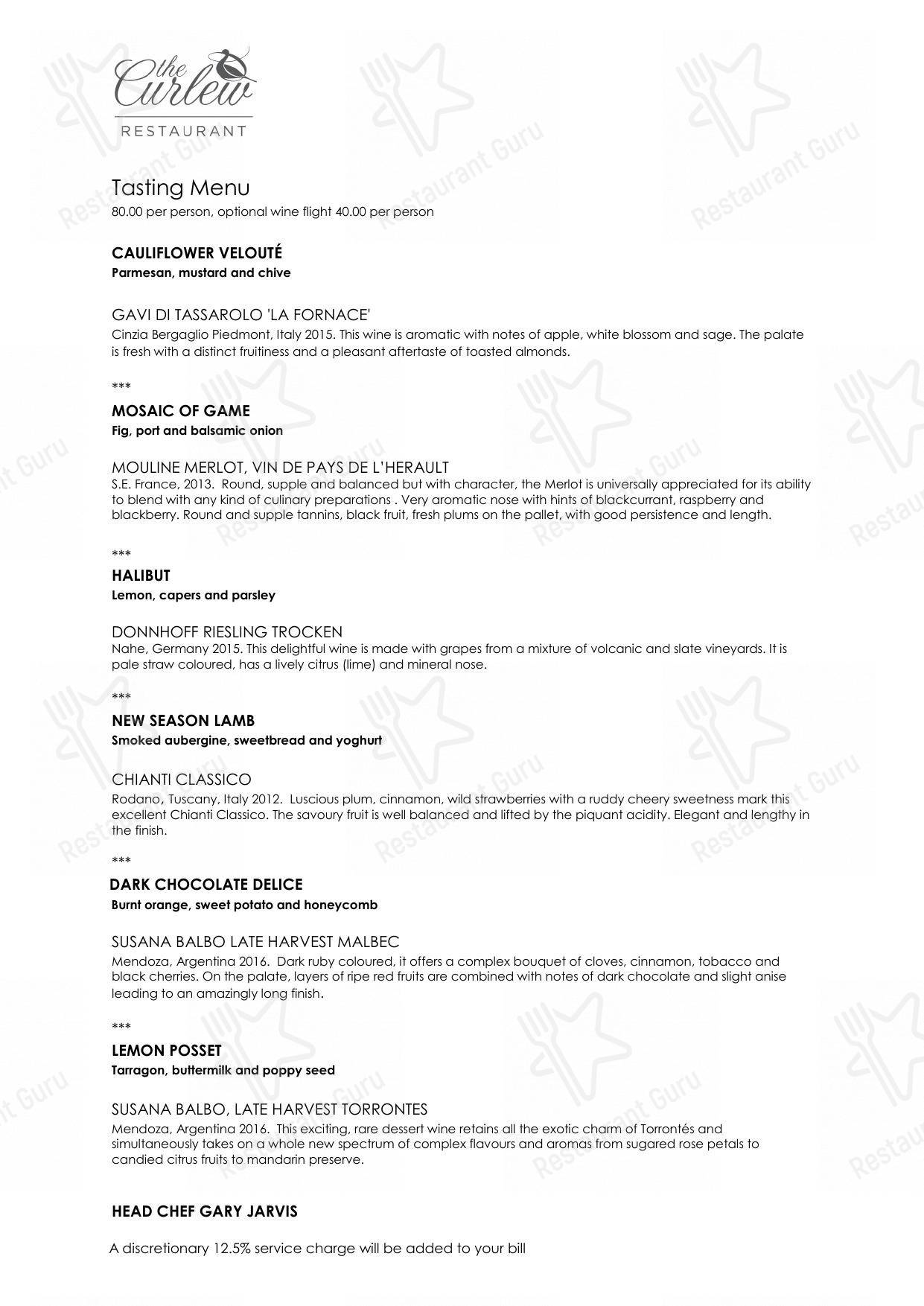 Menu at The Curlew pub & bar, Robertsbridge