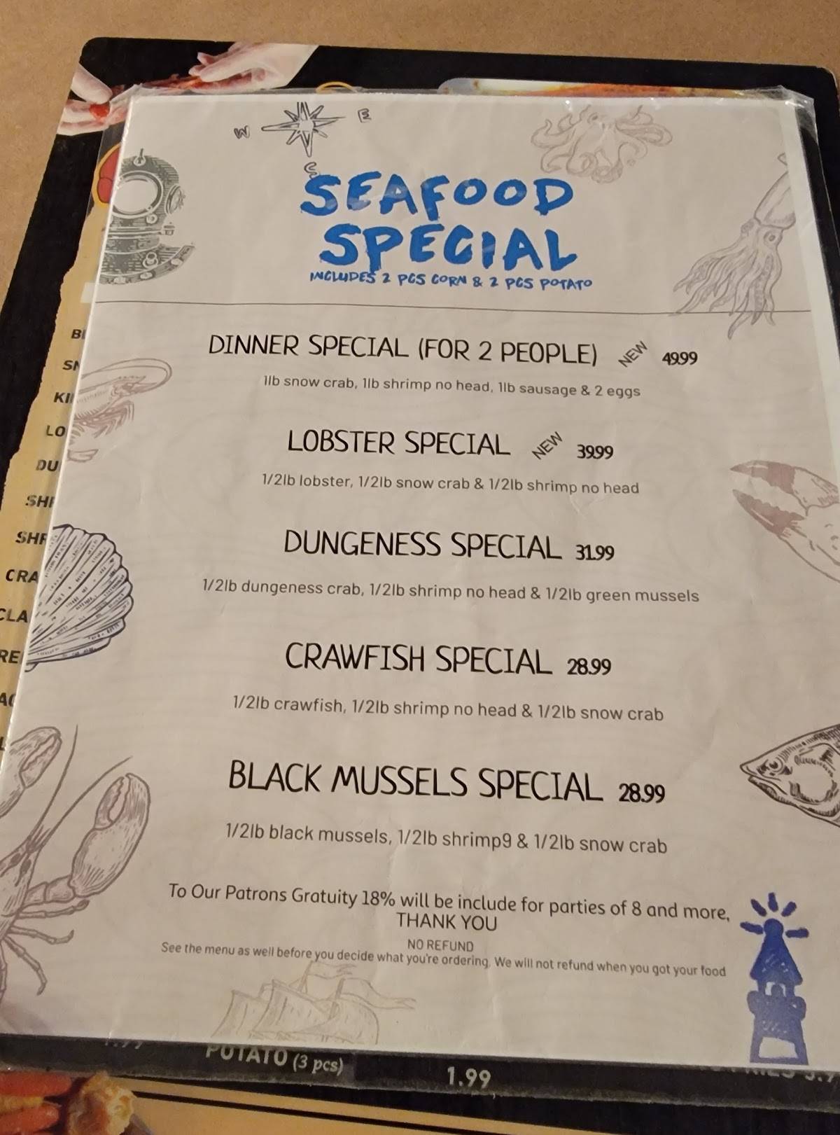 Menu at The Dancing Crab pub & bar, Altamonte Springs