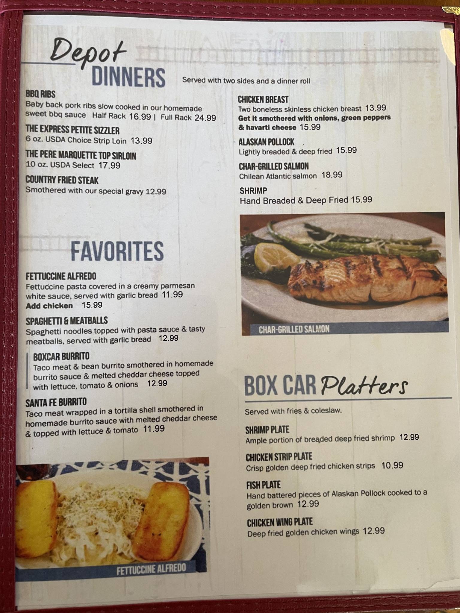 Menu at The Depot Restaurant, Grant