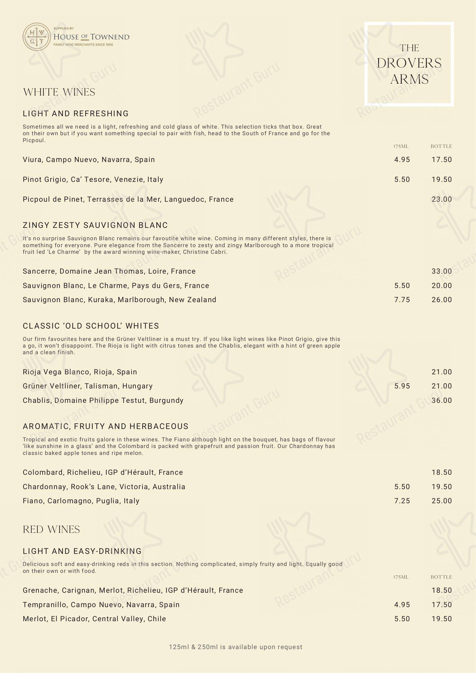 Menu at The Drovers Arms Restaurant & Country Pub, Skipwith, York Rd