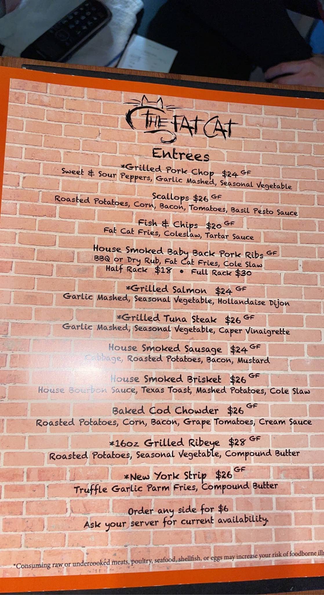 Menu at The Fat Cat restaurant, Quincy, Hancock St
