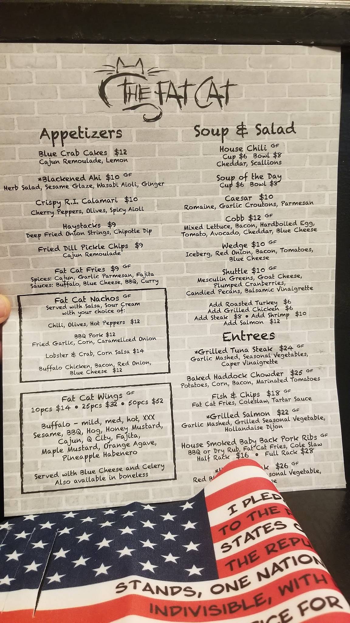 Menu at The Fat Cat restaurant, Quincy, Hancock St