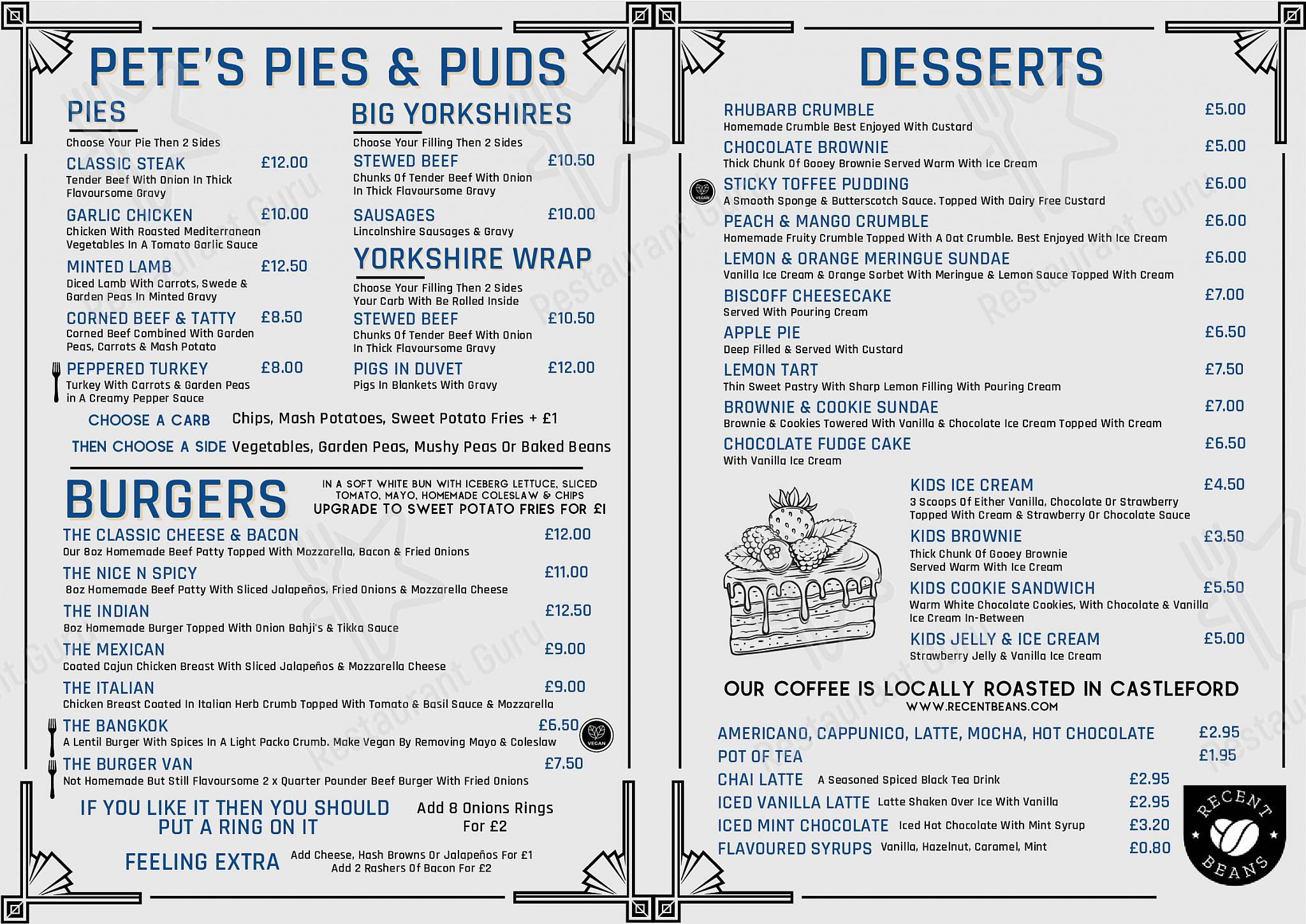 Menu at The Fiddle Drill cafe, Goodmanham