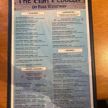 Menu at The Fish Peddler Restaurant on Foss Waterway, Tacoma