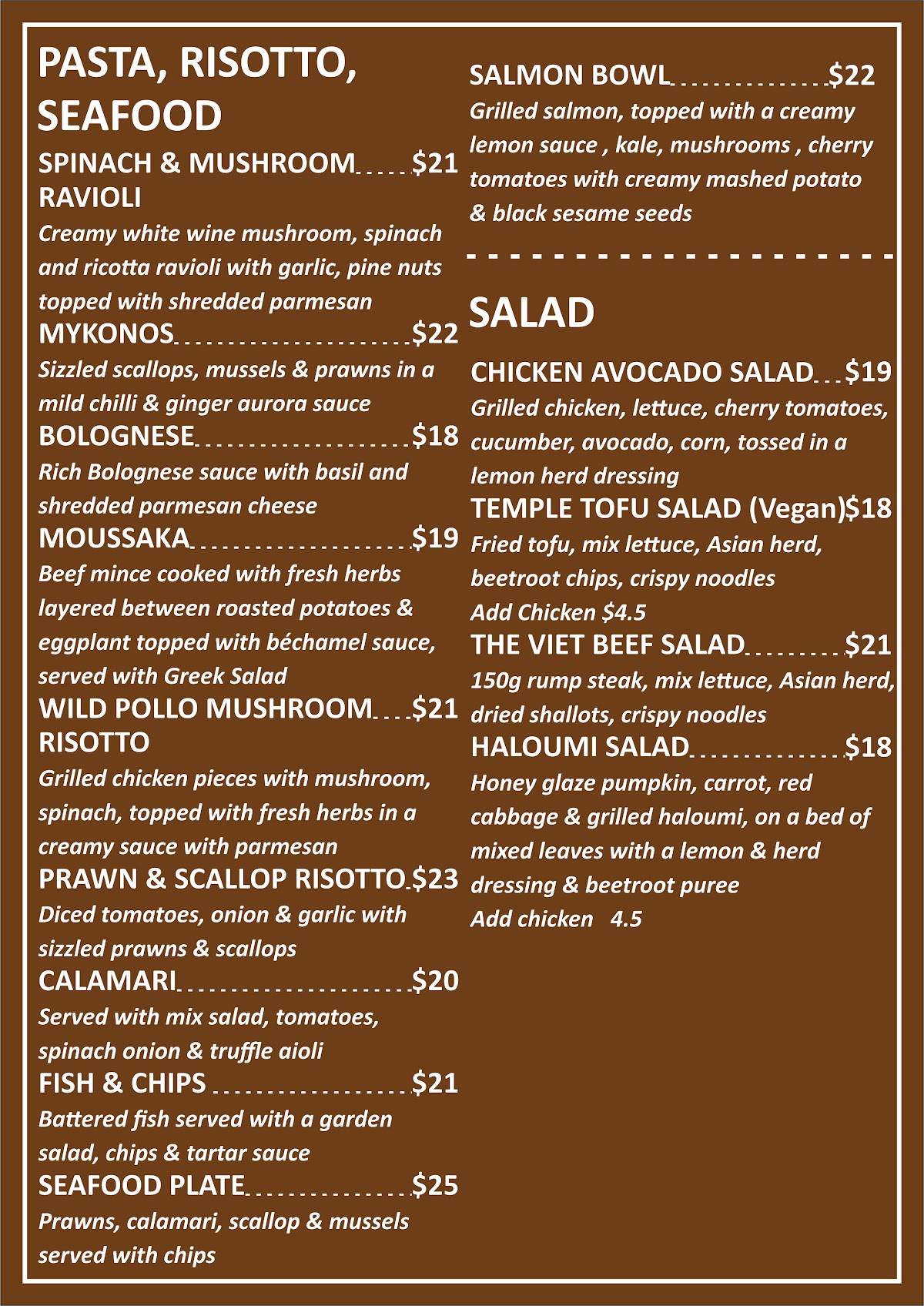 Menu at The Fox Cafe, Wahroonga, 2/178 Fox Valley Rd