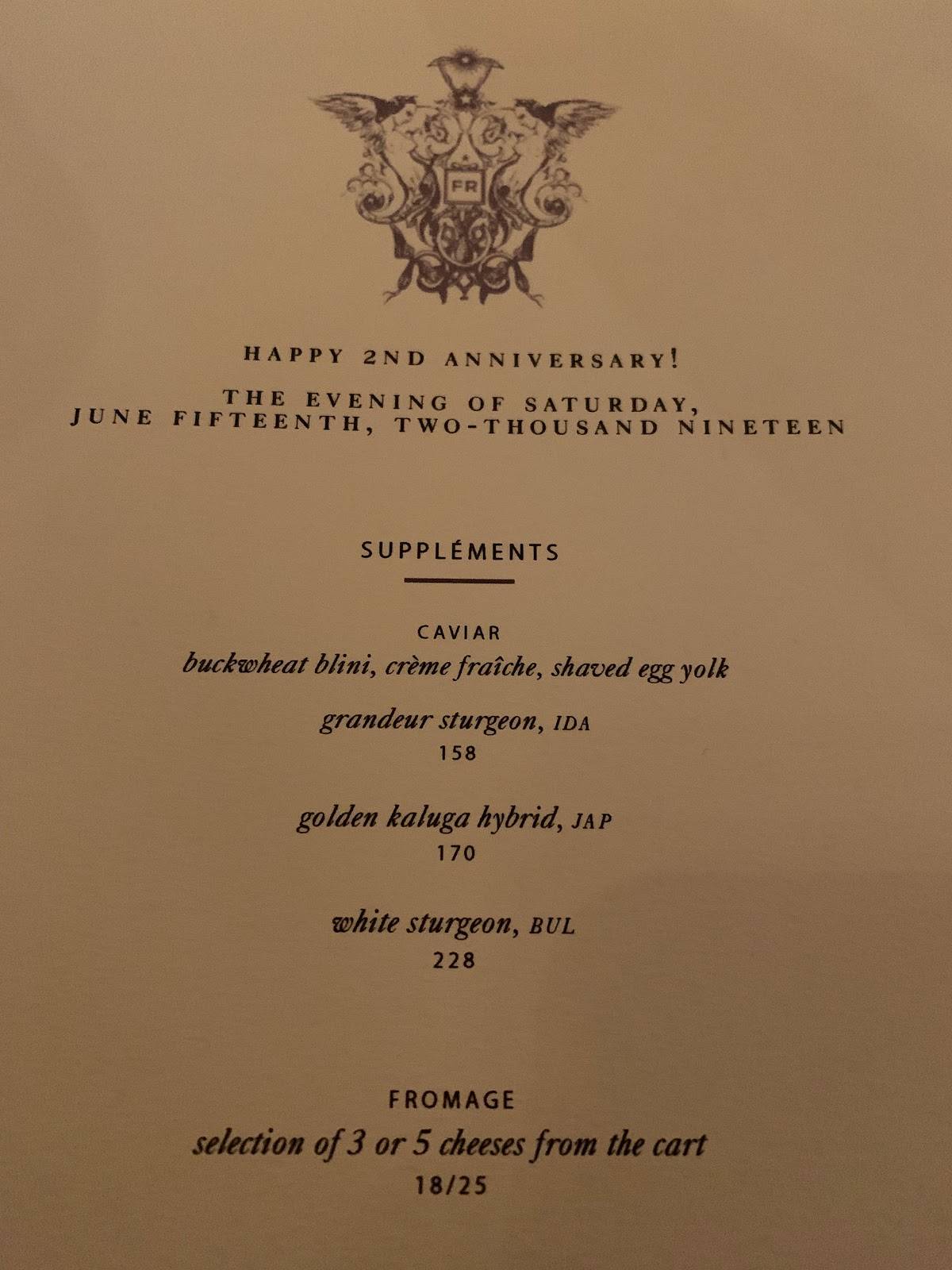 Menu at The French Room restaurant, Dallas, Commerce St