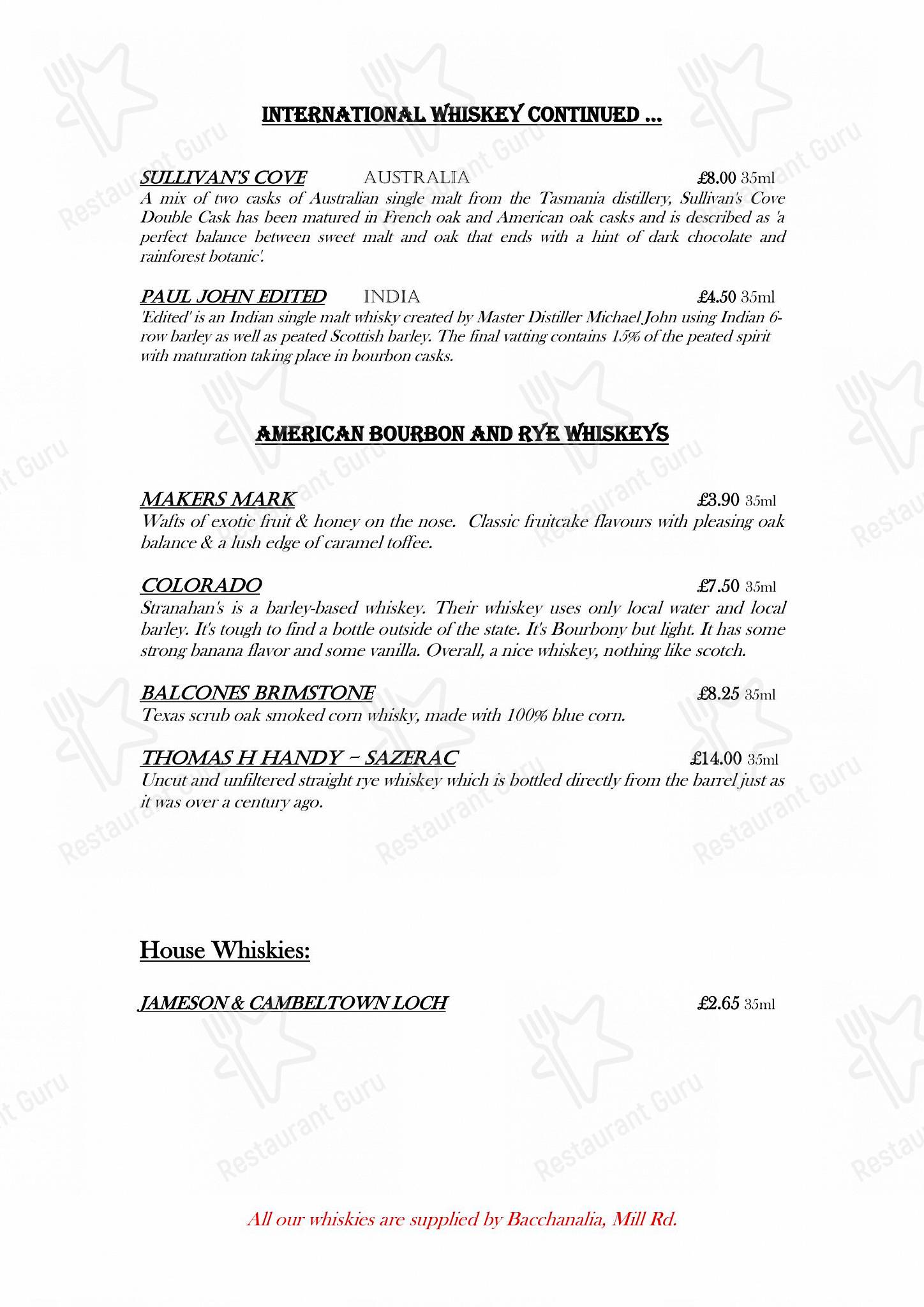 Menu at The Geldart pub & bar, Cambridge