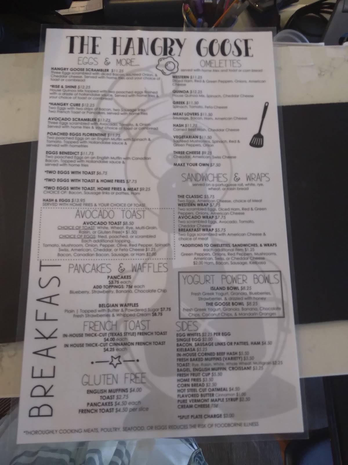 Menu at The Hangry Goose restaurant, Old Lyme