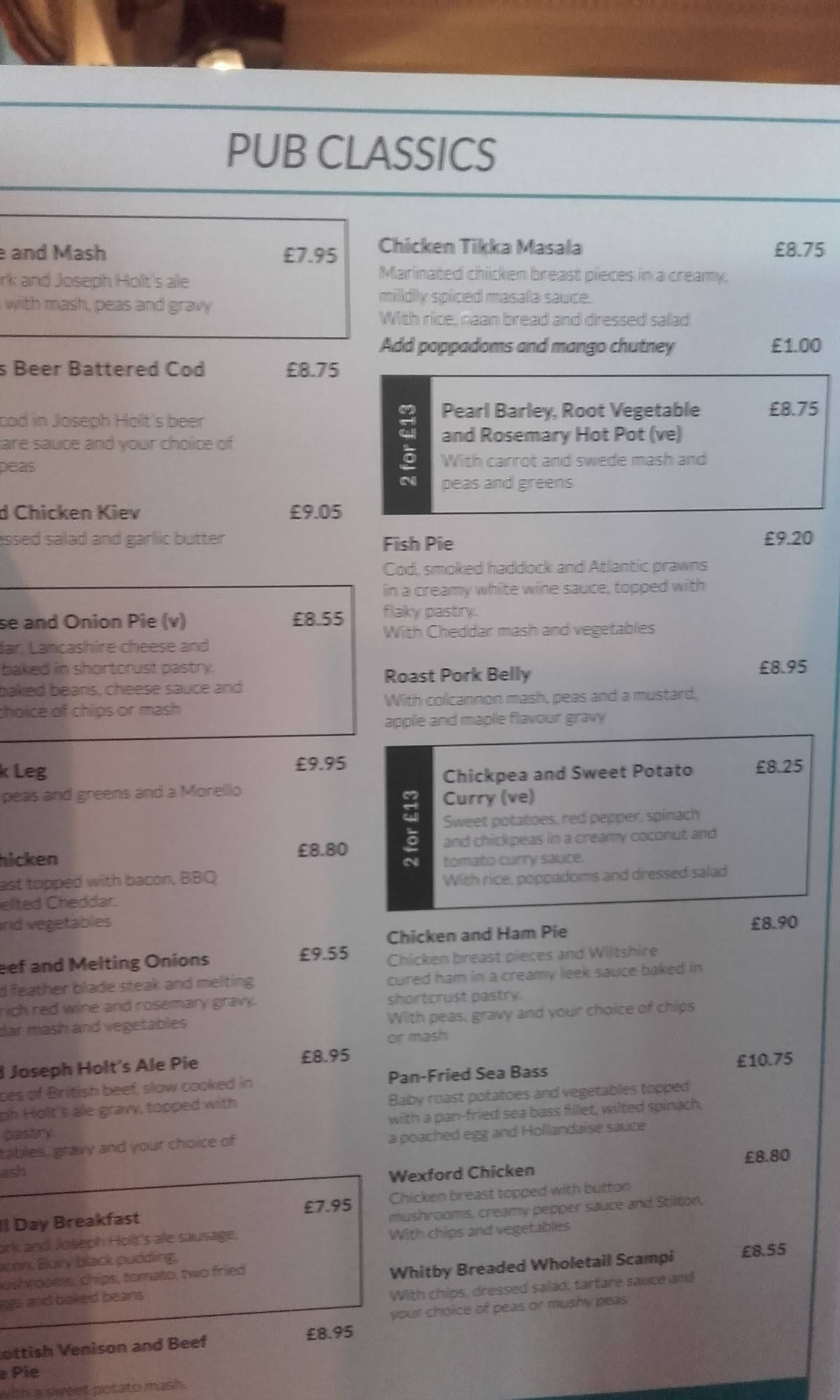 Menu at The Hayfield pub & bar, Ormskirk