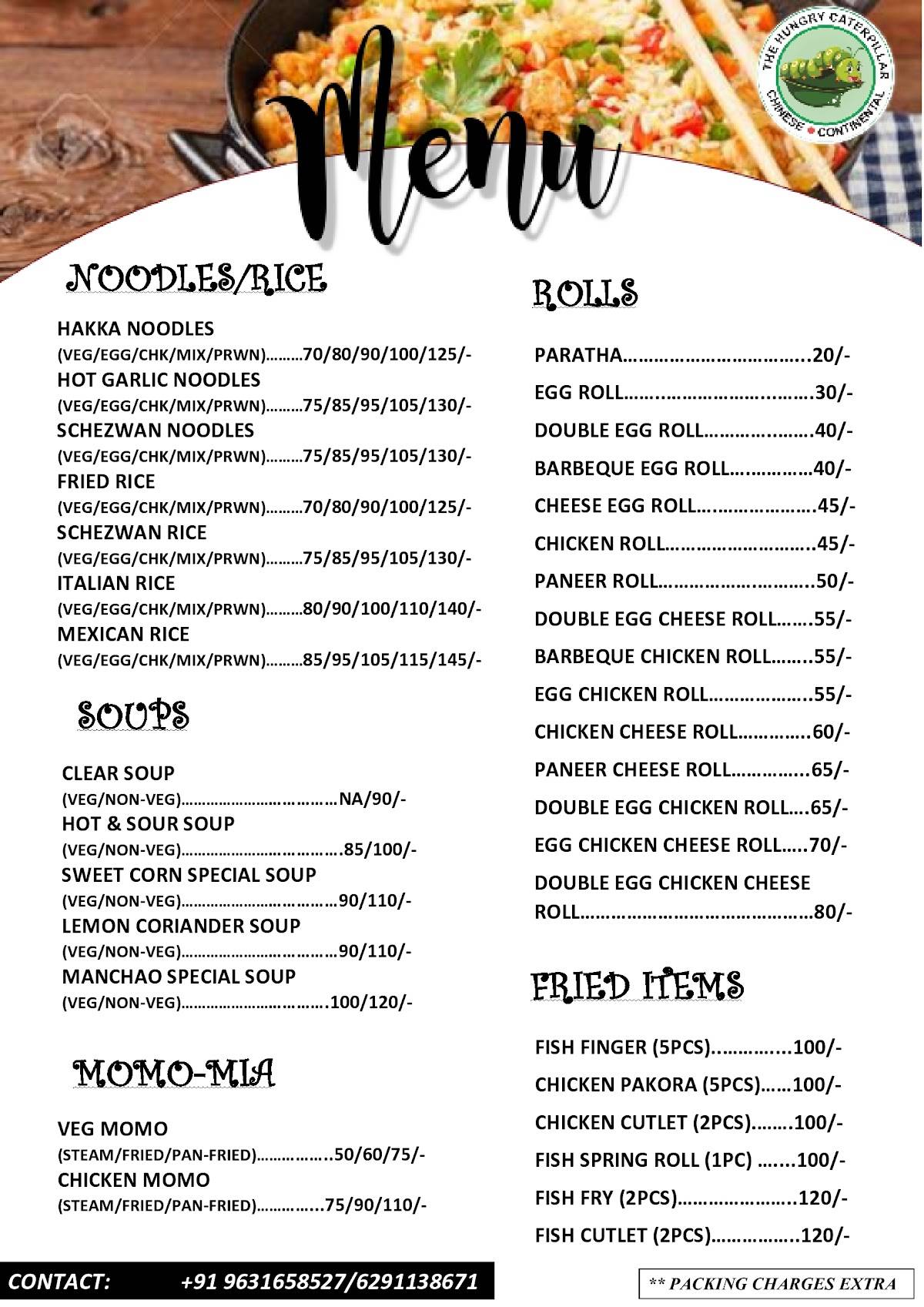 Menu at The Hungry caterpillar, Kolkata
