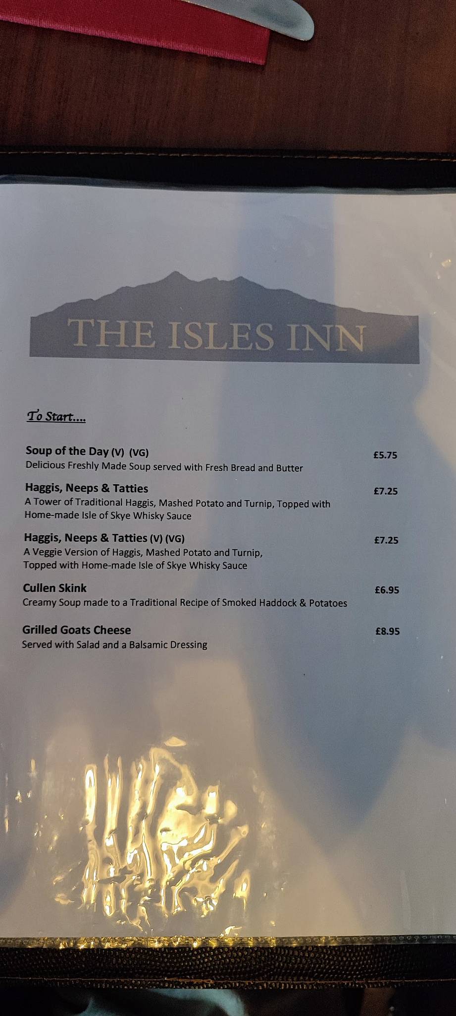 Menu at The Isles Inn pub & bar, Portree