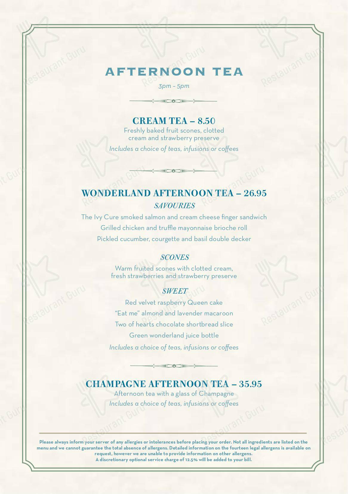 Menu at The Ivy Cobham Garden restaurant, Cobham