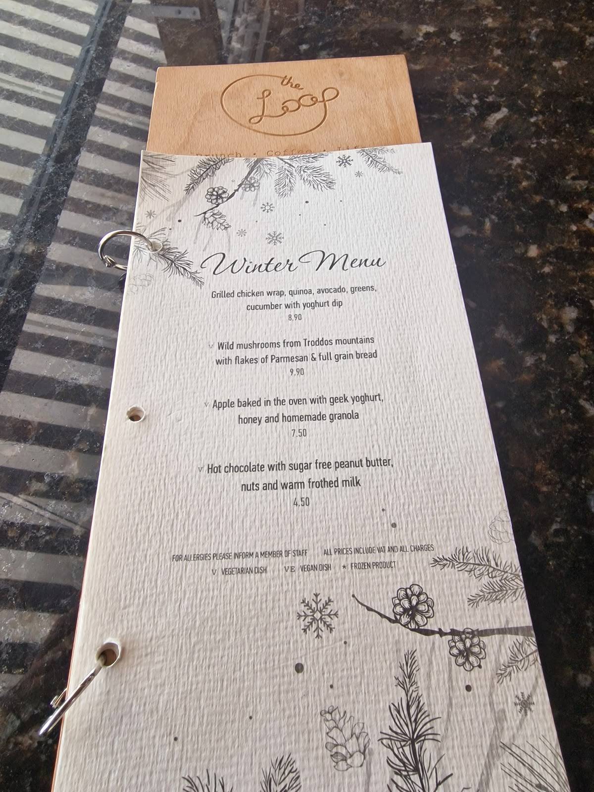 Menu at The Loop, Paralimni