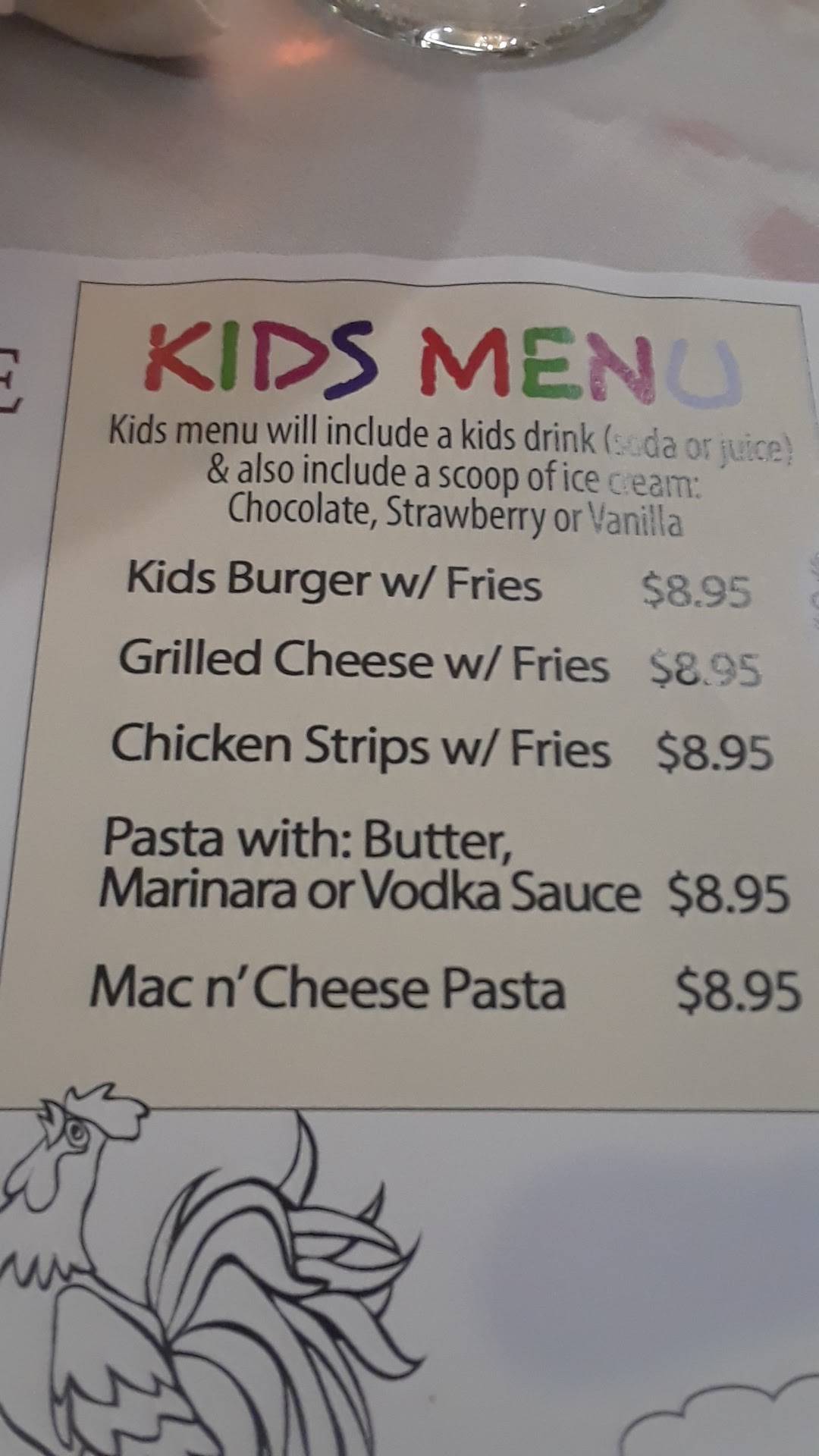 Menu at The Milleridge Inn restaurant, Jericho