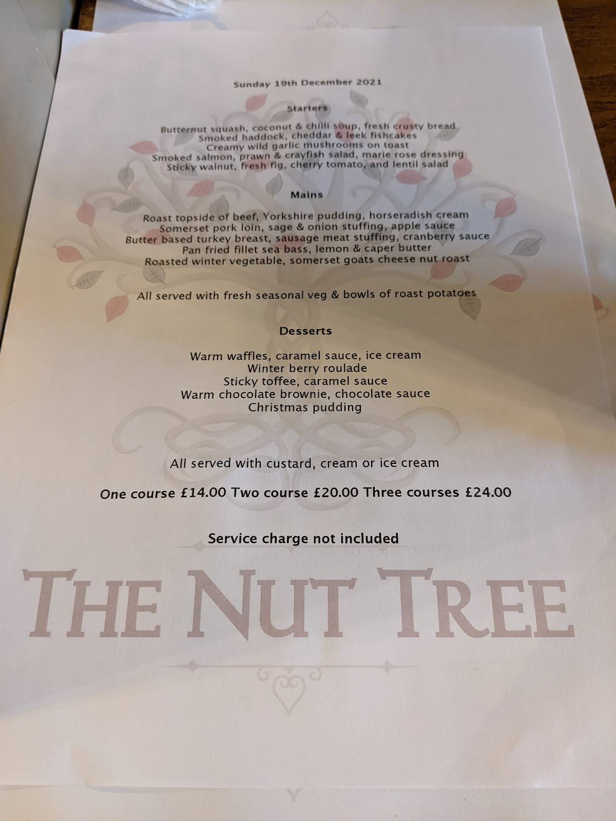 Menu at The Nut Tree Worle pub & bar, Weston-super-Mare