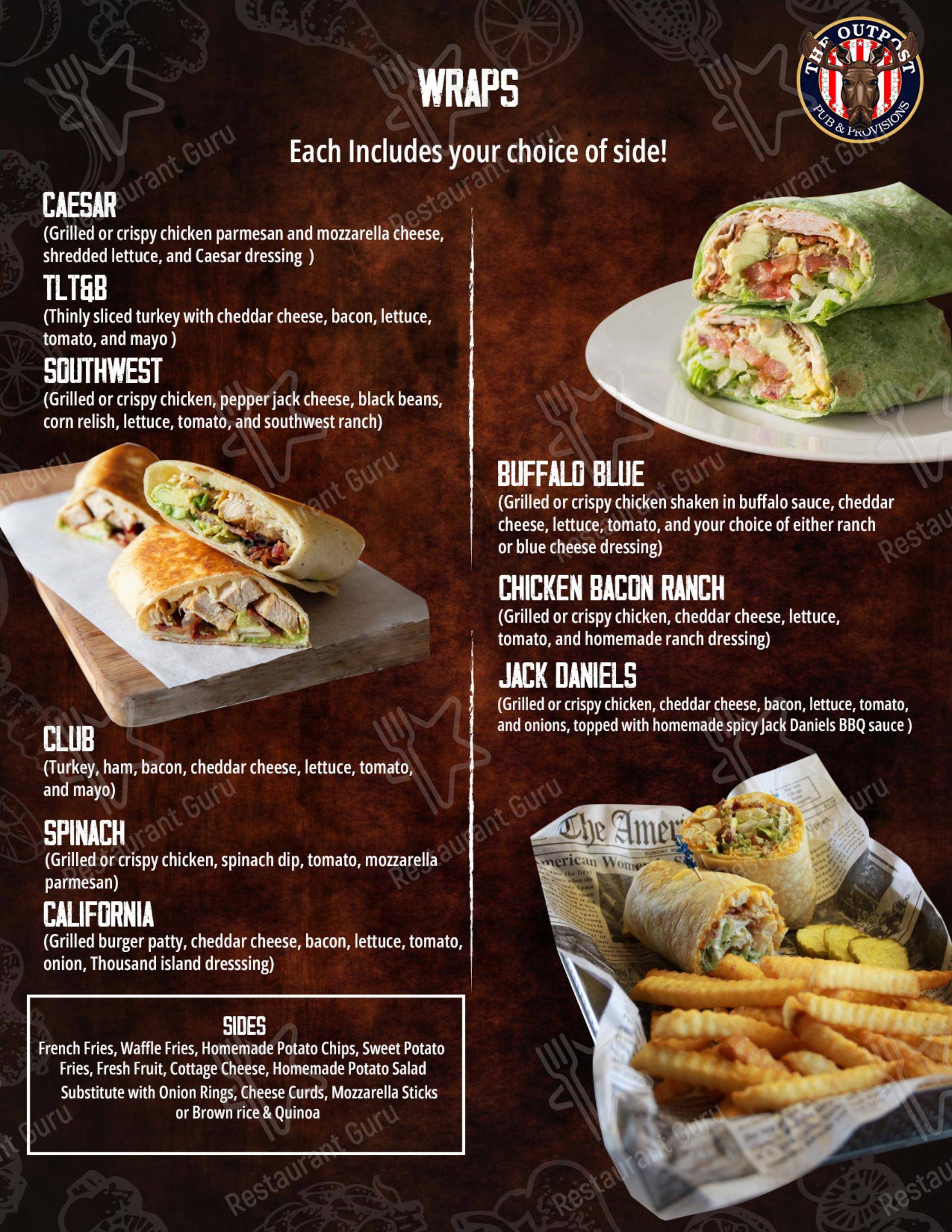 Menu at The Outpost pub & bar, Sherwood