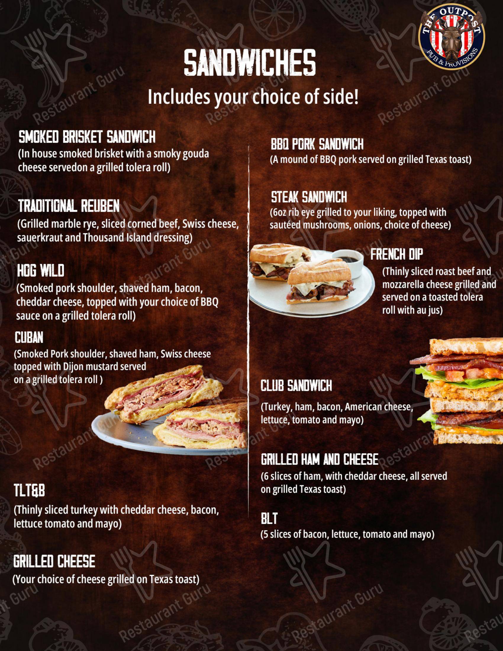 Menu at The Outpost pub & bar, Sherwood