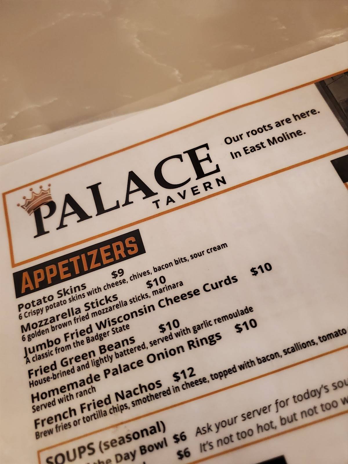 Menu at The Palace Tavern pub & bar, East Moline