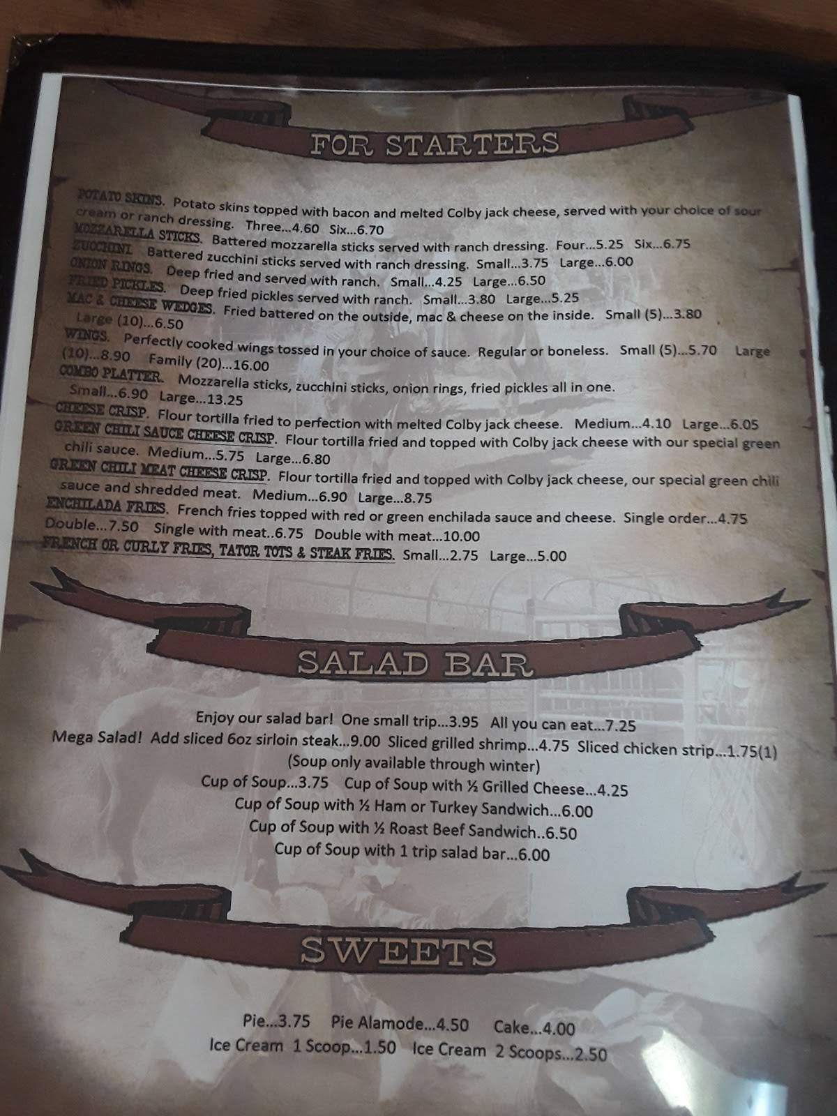 Menu at The Ranch House restaurant, Duncan