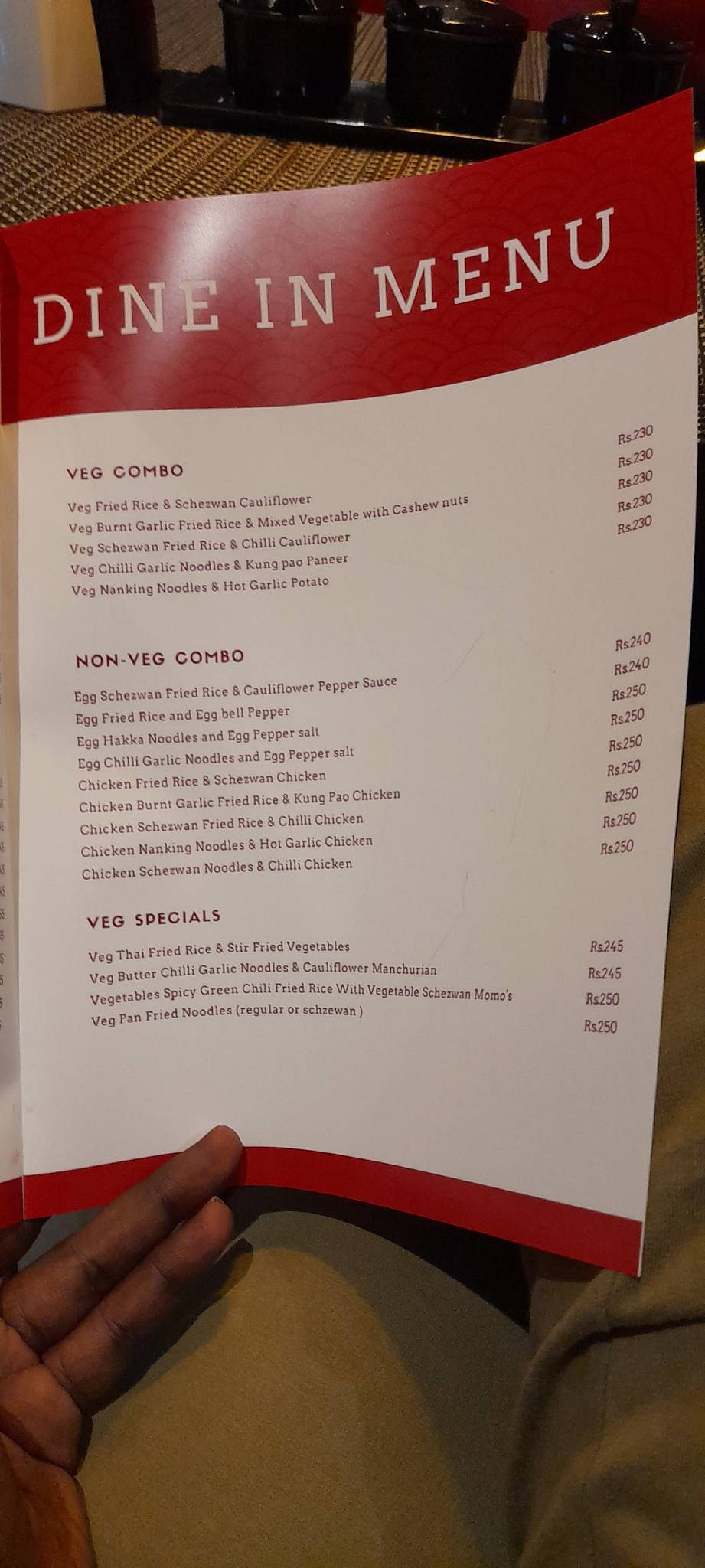 Menu at The Red Box, Vijayawada