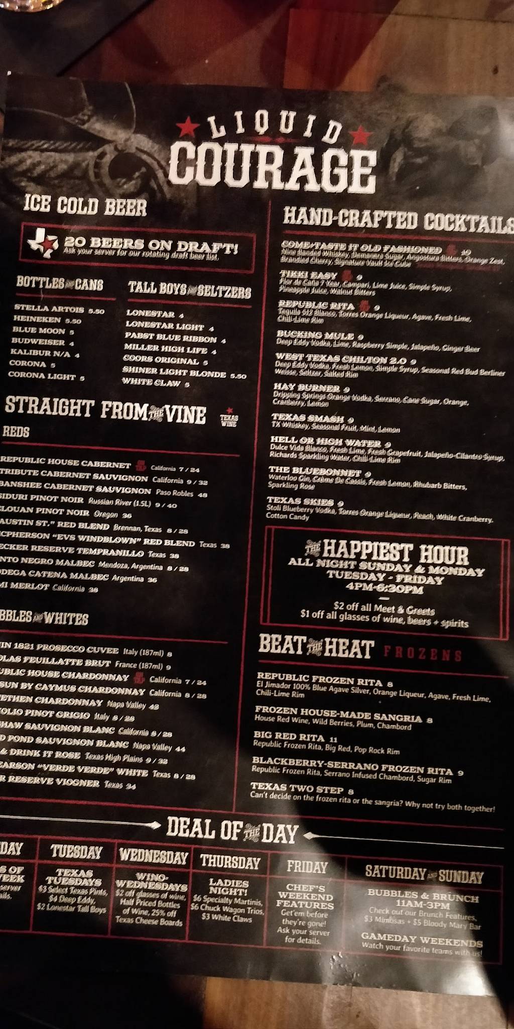 Menu at The Republic Kitchen + Bar, Leander