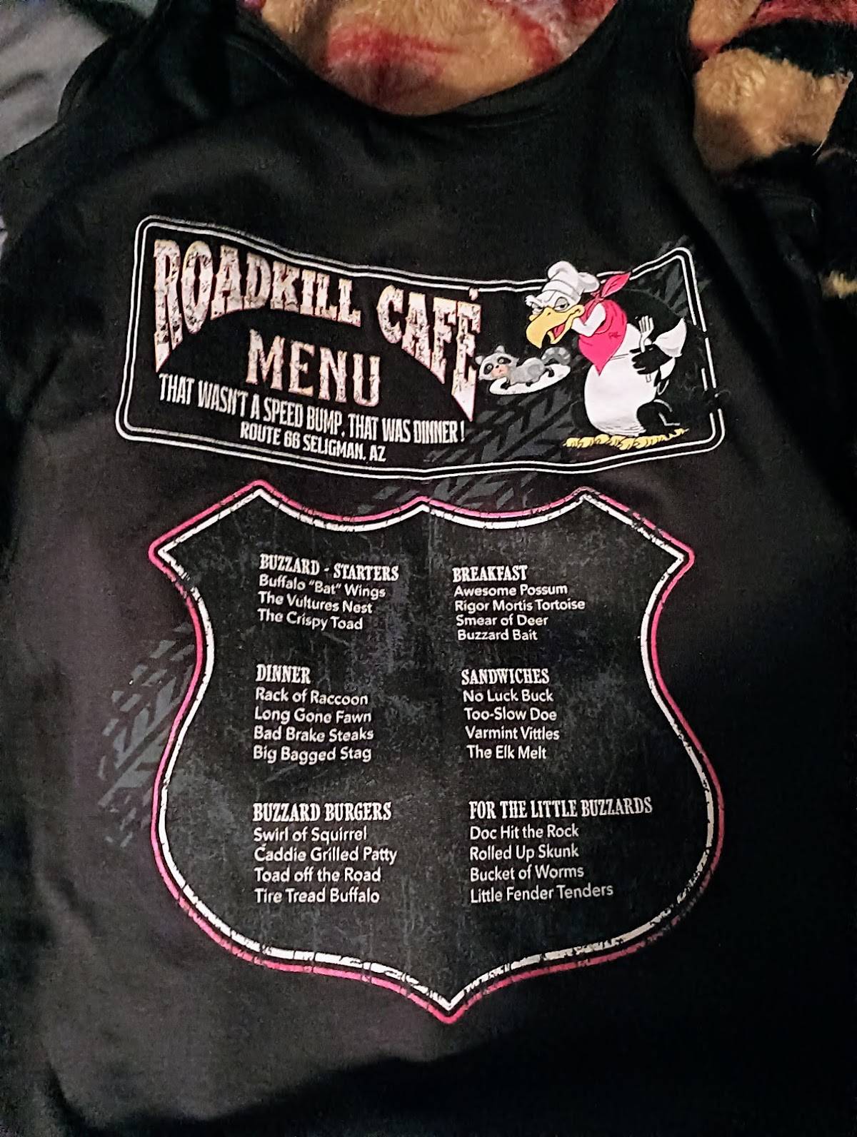 Menu at The Roadkill Cafe/O.K. Saloon, Seligman