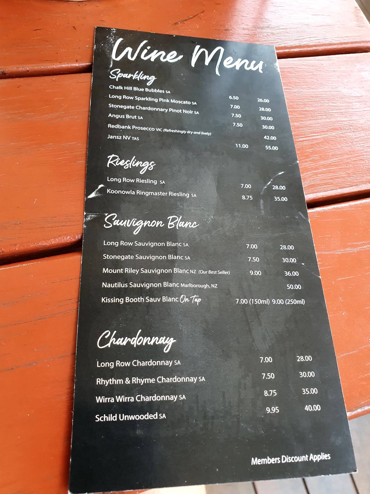 Menu at The Surf Club Mooloolaba, Mooloolaba