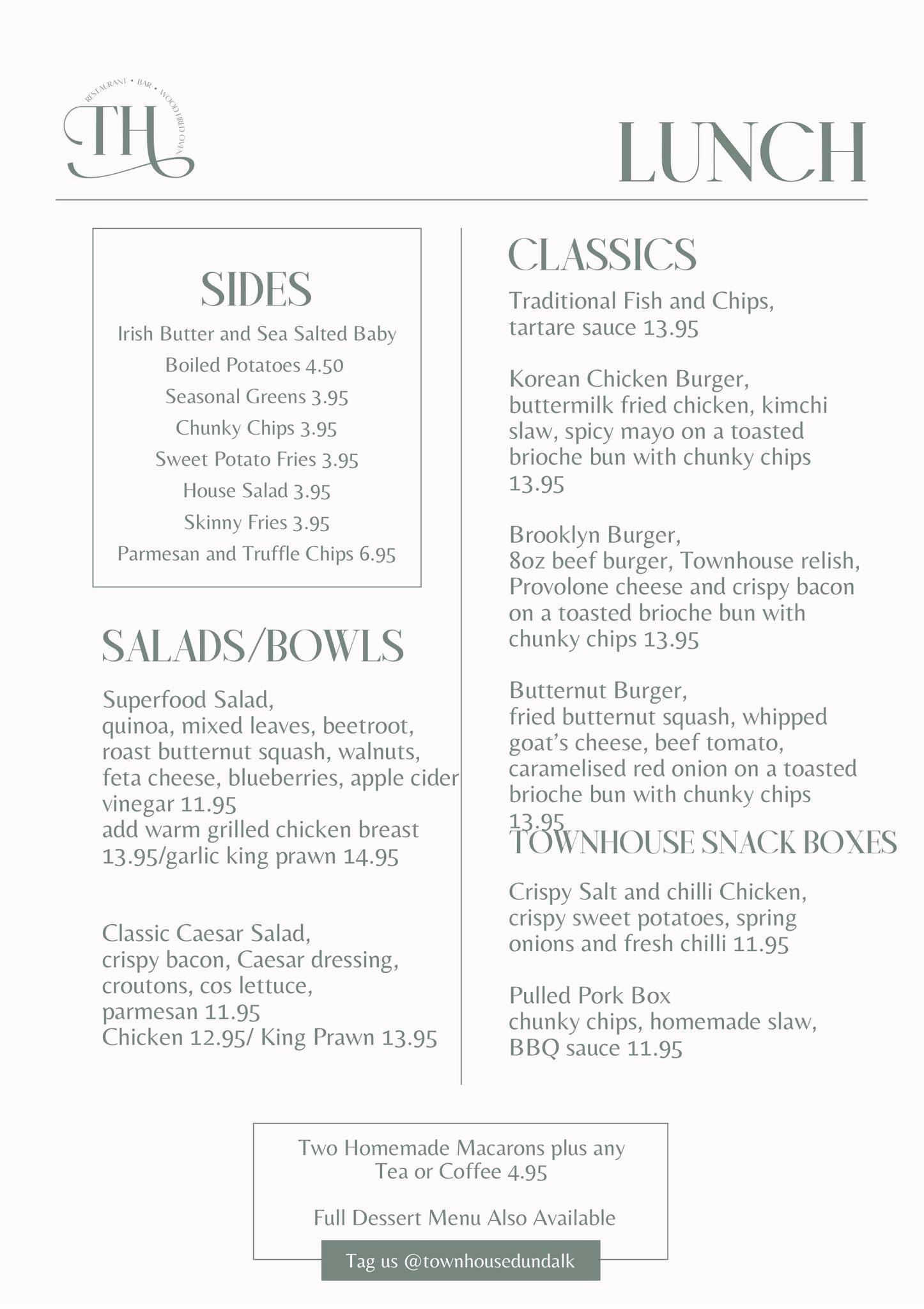Menu at The Townhouse pub & bar, Dundalk
