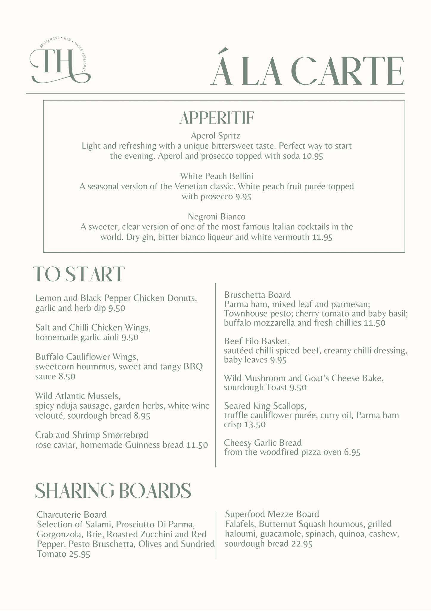 Menu at The Townhouse pub & bar, Dundalk