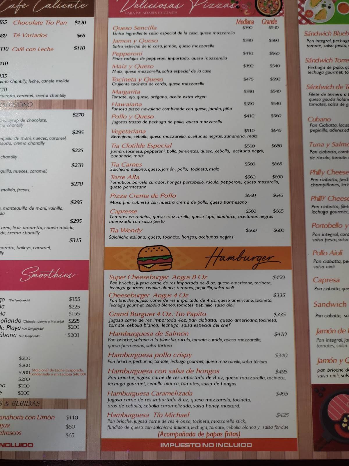 Menu at Tio Pan Restaurante, Puerto Plata