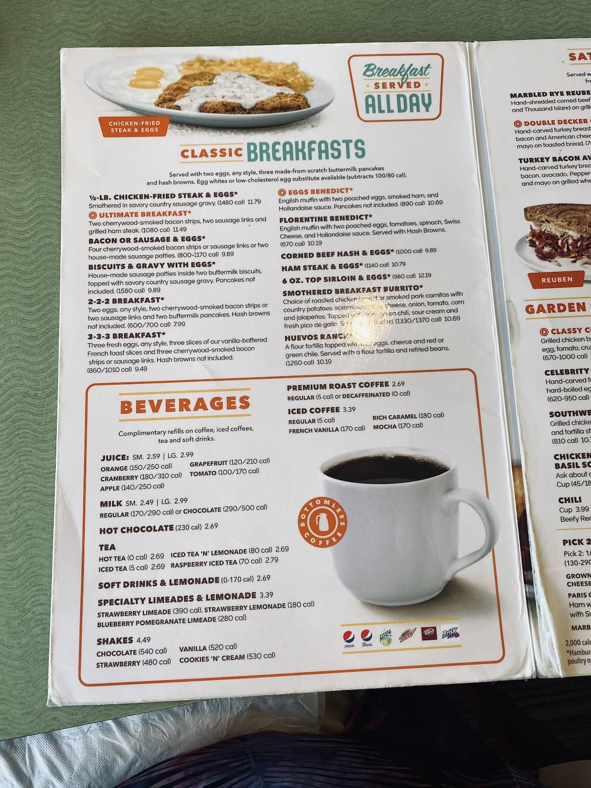 Menu at Village Inn restaurant, Titusville