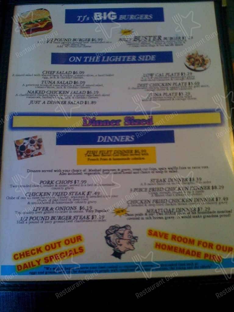 Menu at TJ's Homestyle Restaurant, Avondale, 310 N Dysart Rd