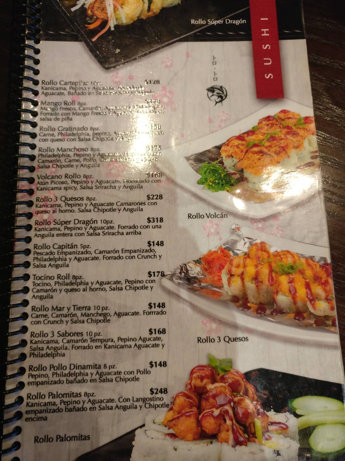 Menu at Toro Toro restaurant, Mexicali