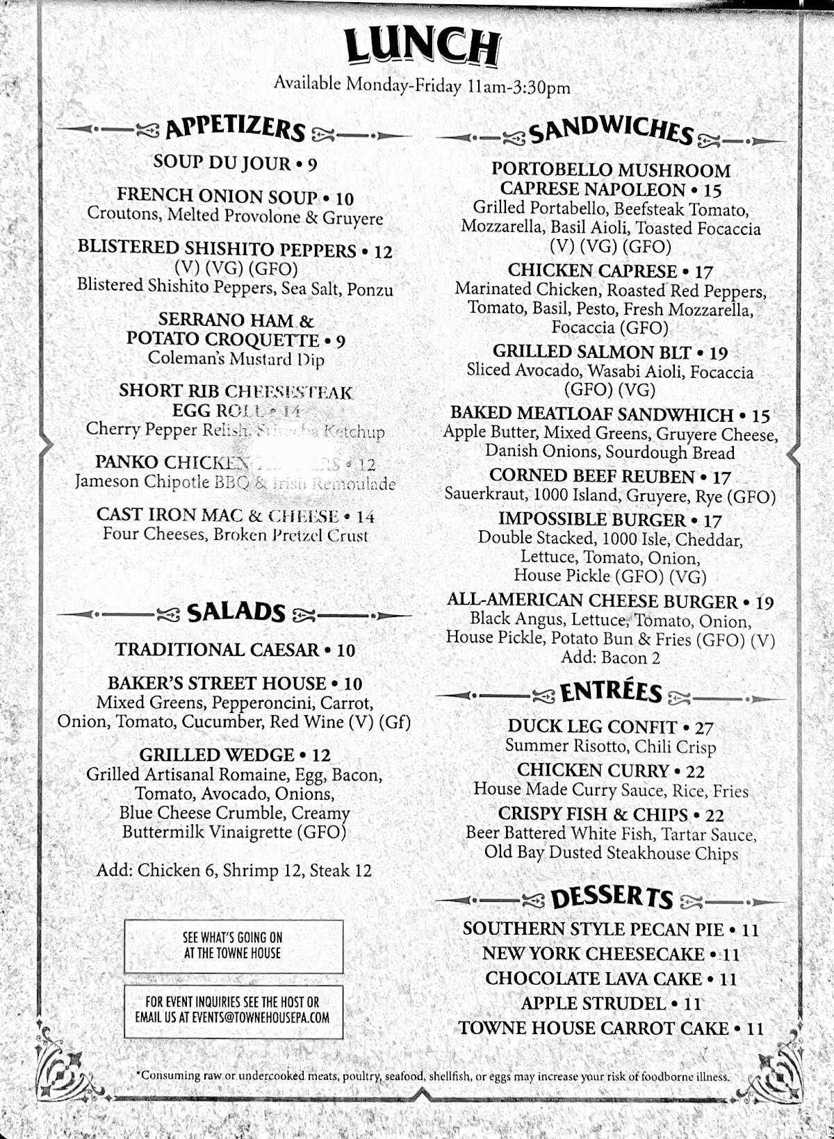 Menu at Towne House pub & bar, Media