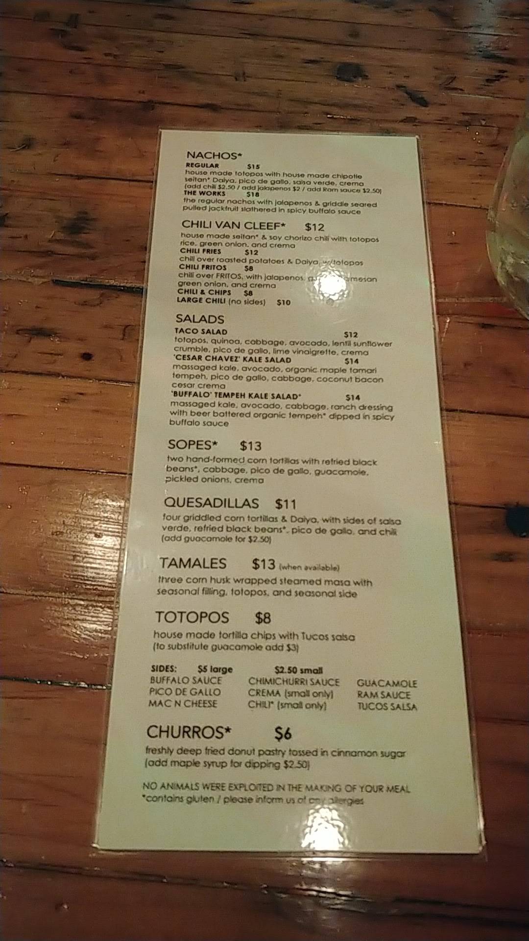 Menu at Tucos Taco Lounge restaurant, Sudbury