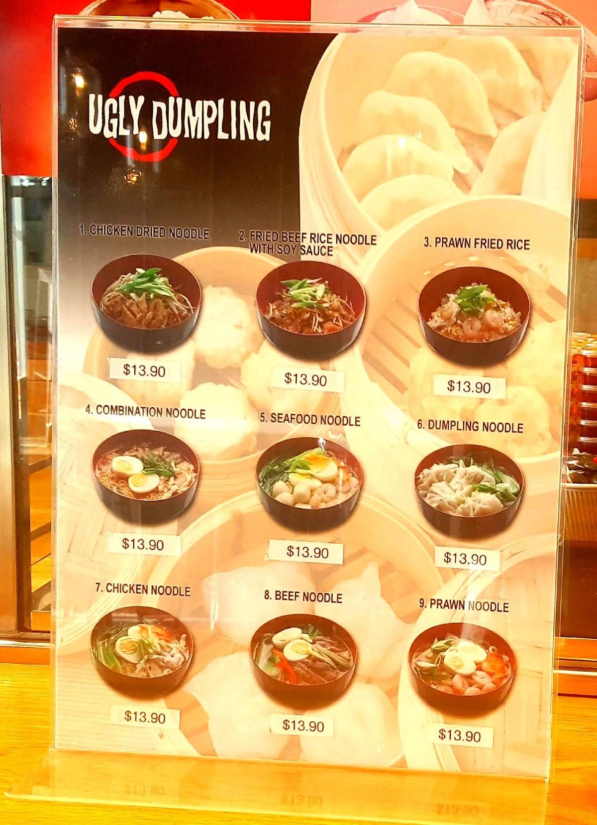 Menu at Ugly Dumpling fast food, Auckland