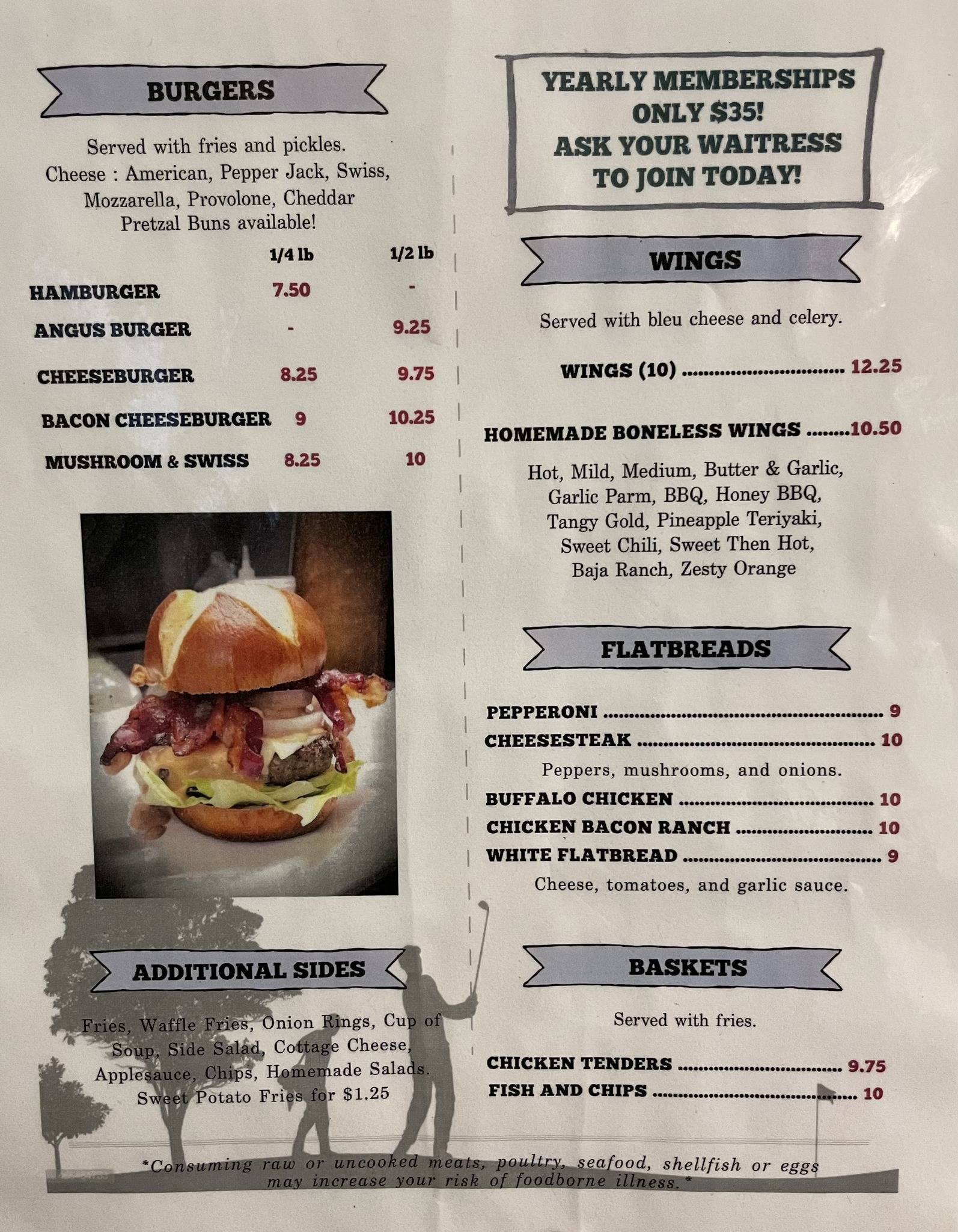 Menu at VFW Post 5642 restaurant, Montrose