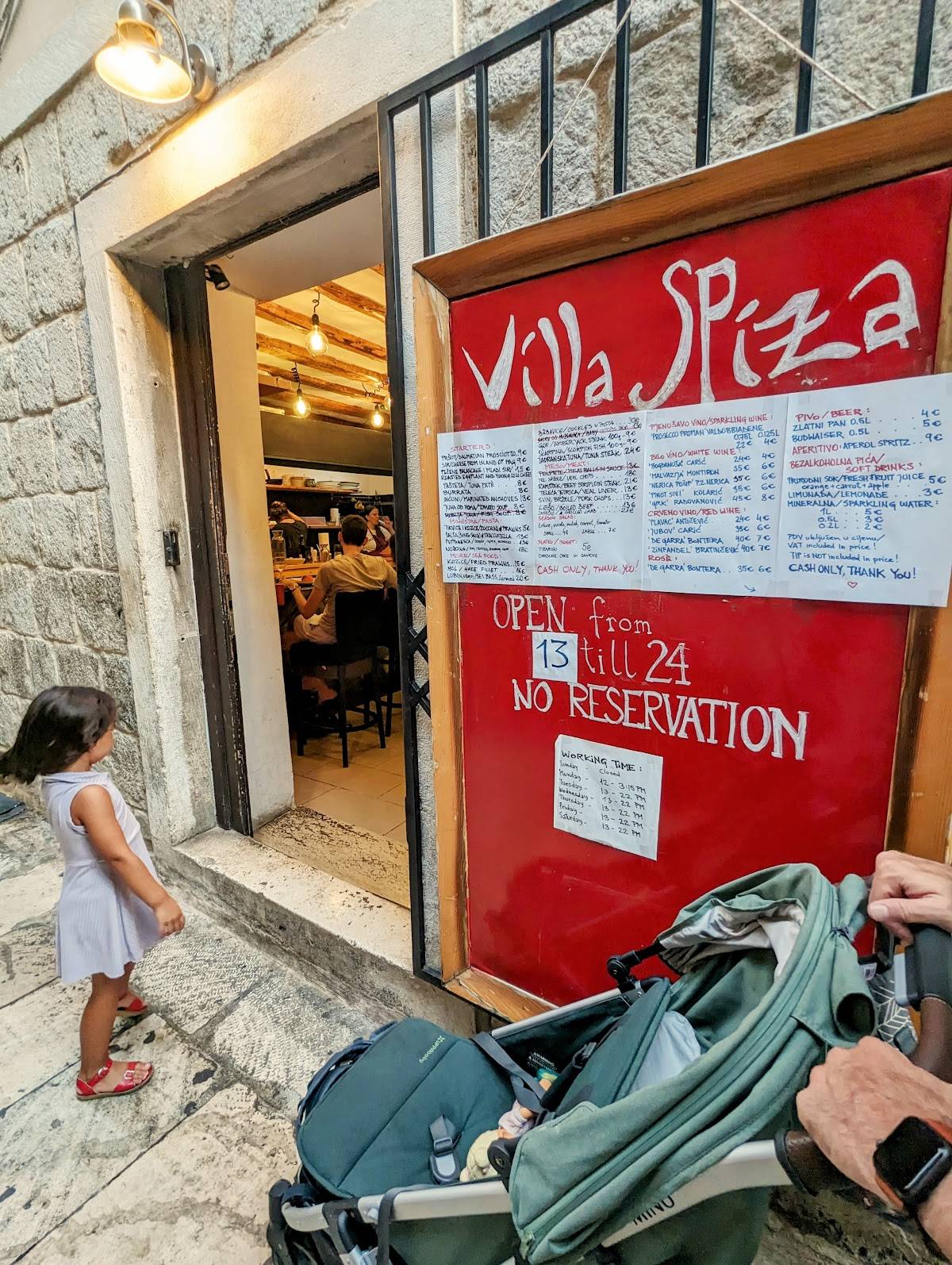 Menu at Villa Spiza restaurant, Split
