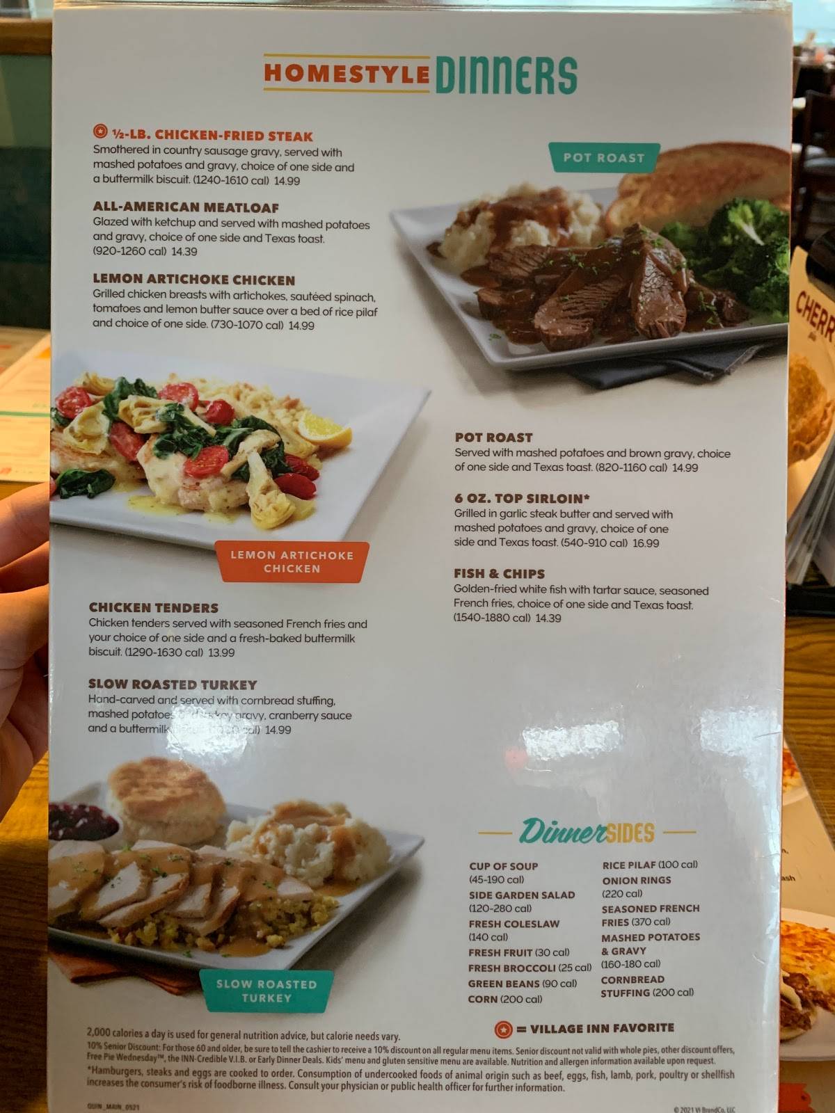 Menu at Village Inn restaurant, Federal Way