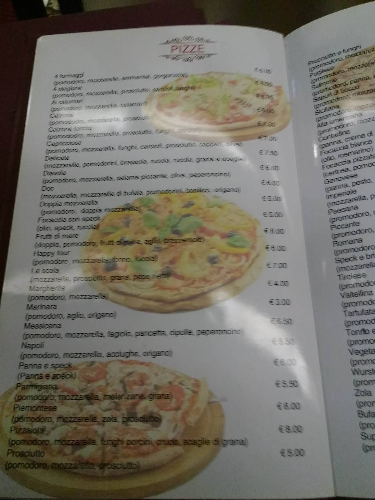 Menu da La Scala ristorante, Voghera