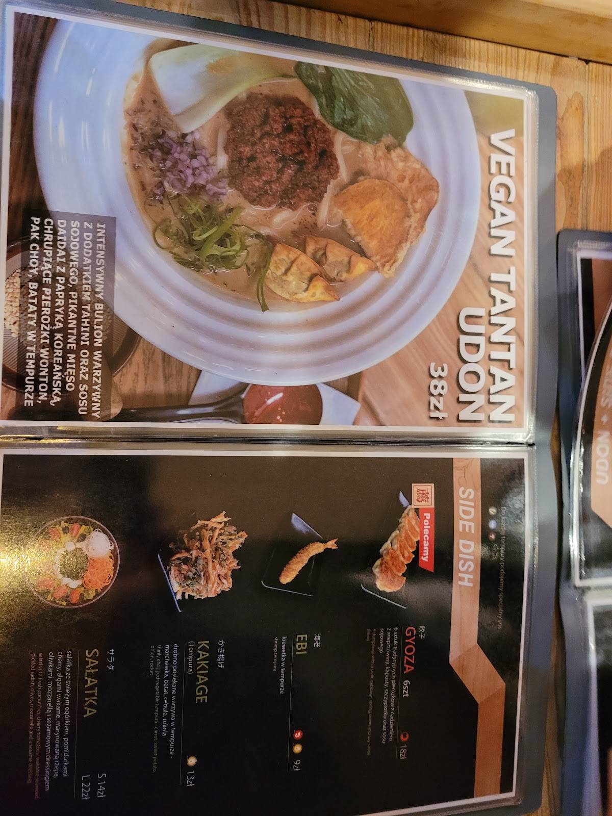 Menu at UKI UKI restaurant, Warsaw