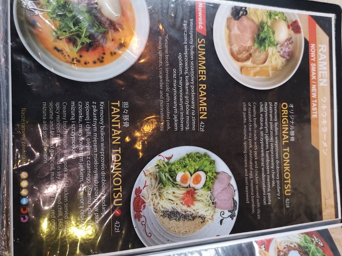 Menu at UKI UKI restaurant, Warsaw