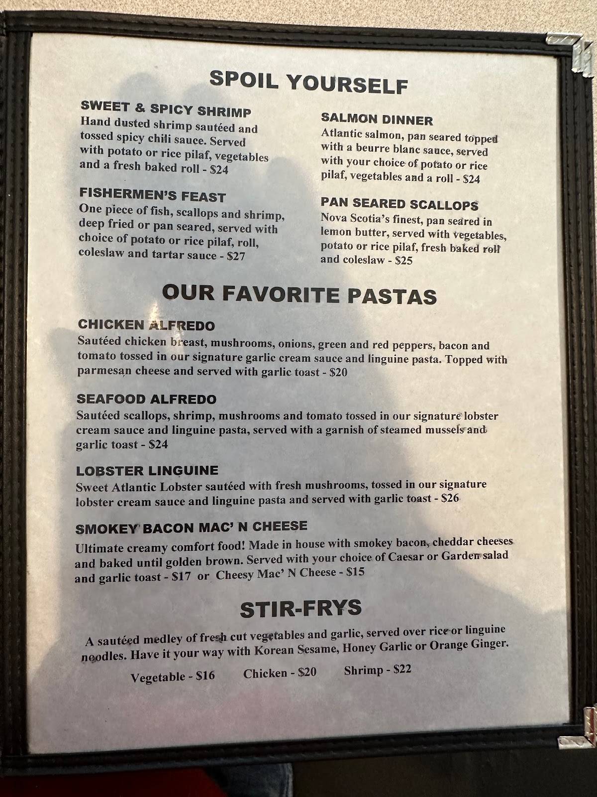 Menu at Waves Seafood & Grill restaurant, Bridgewater